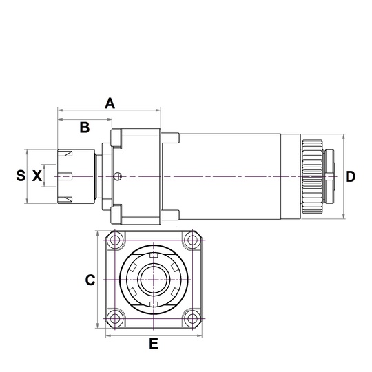 STAR DRILLING MILLING HEAD ER16M LONG for STAR SR20 SB20 OEM STAR 57150 ...